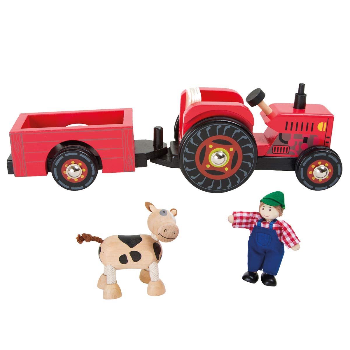 Farm Tractor & Trailer | Wooden Toy Farm Sets & Animals