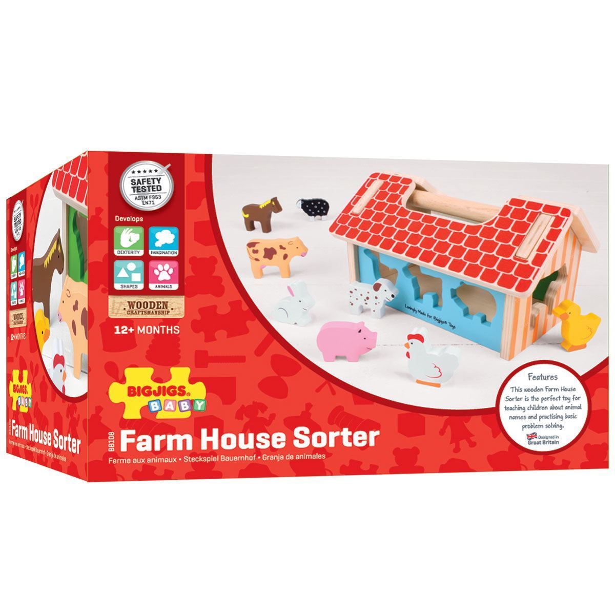 Farmhouse Shape Sorter | Bigjigs BB064 |Toddlers Wooden Toys