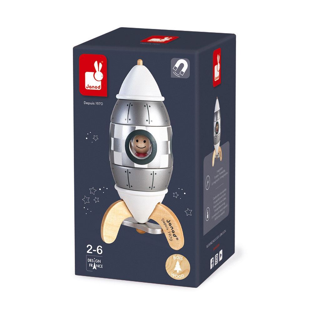 Silver Magnetic Rocket | Janod | Traditional Toys for Baby