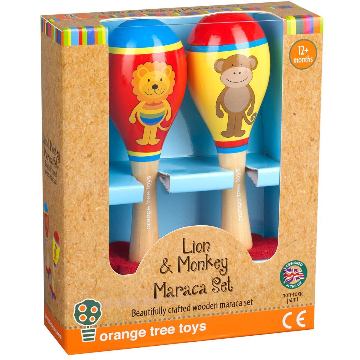 Lion & Monkey Maracas | Orange Tree | Squeak & Rattling Toys