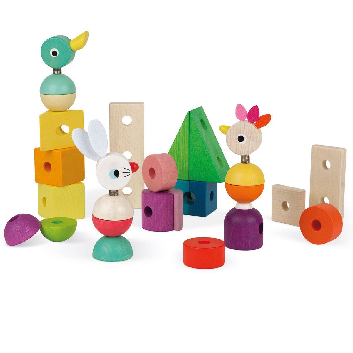 Giant Multicolour Train | Janod | Wooden Pull Along Toys